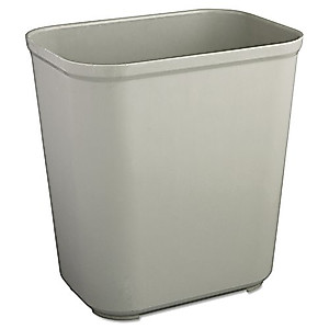 Rubbermaid Commercial 2543GRA Fire-Resistant Wastebasket, Rectangular, Fiberglass, 7 Gallon, Gray