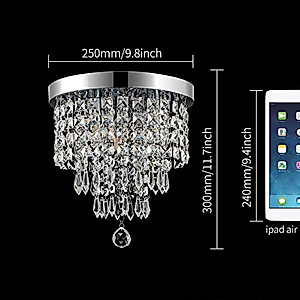 Sunli House Modern Crystal Chandelier Ball Fixture Pendant Ceiling Lamp H11.7 X W9.8, 3 Light,Mini Modern Chandelier Lighting Fixture for Bedroom, Hallway, Bathroom, Kitchen, Bar
