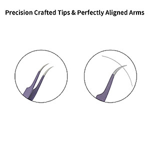 Eyelash Extension Tweezers Surgical Stainless Steel with Metallic Purple Powder Coating (Curved Tip).