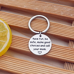 XYBAGS New Driver Keychain Gift, Have Fun, Be Safe, Make Good Choices and Call Your Mom, Daughter Son Graduation Key Ring Gifts