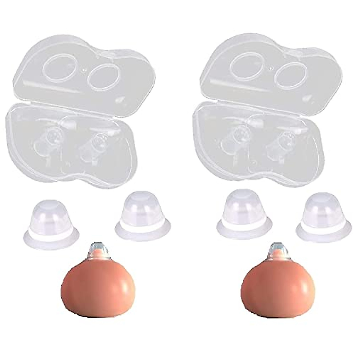 Finever 2Pair Nipplesuckers Nipple Corrector for Flat Inverted Nipples for Breastfeeding Mother or Women Silicone with Clear Case