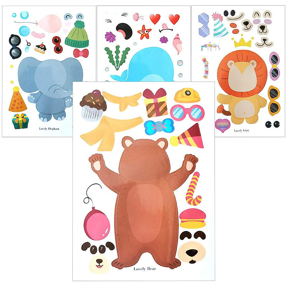 Make a Face Sticker Sheets, Make Your Own Animal Mix and Match Sticker for Kids. 36 PCS as Gift of Festival, Reward, Birthday, Party Favor, Art Craft,kids party favors