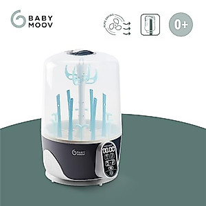 Babymoov Turbo Pure Steam Sterilizer Dryer, Patented Purified Sterilization, Fast & Clean Drying, Baby Bottle Storage and Easy Use (Elimates 99.9% of bacteria)
