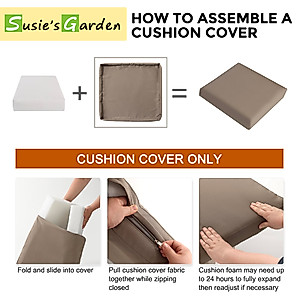 SUSIE'S GARDEN 9p patio cushion covers Outdoor Patio Cushions Covers Replacement Waterproof with Zipper for 5 Pcs Patio Furniture Set, Slipcovers for Outdoor Cushions Taupe, Covers Only