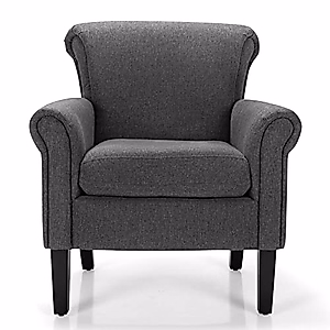 Giantex Set of 2 Modern Fabric Accent Chair, Comfy Living Room Chair w/Adjustable Foot Pads, Overstuffed Backrest, Single Sofa Leisure Chair w/Soft Cushion, Bedroom Chair for Reading, Nursery, Gray