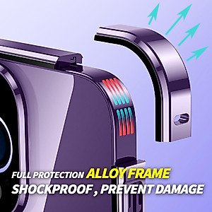 iPhone 14 Pro Max Privacy Case with Camera Lens Protector, Tempered Glass Cover, Anti-Spy Screen, 360 Degree Double-Sided Tempered Glass Metal Bumper Case, Black