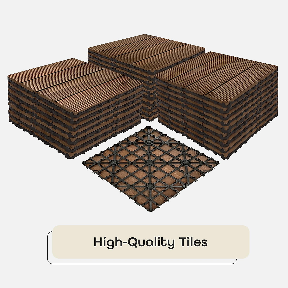 OutdoorZ Interlocking 12-Inch Deck Tiles, 27 Tiles - 12" x 12", Plank Royal Mahogany - DIY Weatherproof Patio Tiles -Durable Deck Flooring for Outdoor & Indoor Use by Achim Home Decor