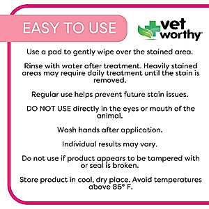 Vet Worthy Tear Stain Pads for Dogs - Solution Soaked Pads - Remove Stains from Dogs Fur - Gentle and Safe - 90 Pads.