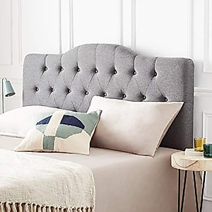 FIRST HILL FHW Upholstered Tufted Headboard, 62 x 4 x 58 inches, Gray