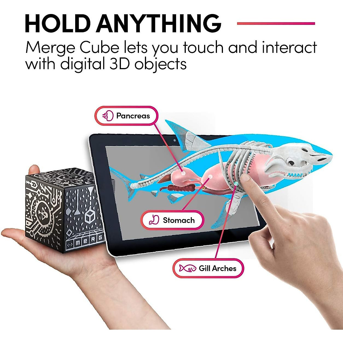 Merge Cube (2 Pack) Hold Anything - Hands-on Science and STEM Education | Digital Teaching Aids - Science Simulations and STEM Projects - Home School, Remote and in Classroom Learning - iOS & Android
