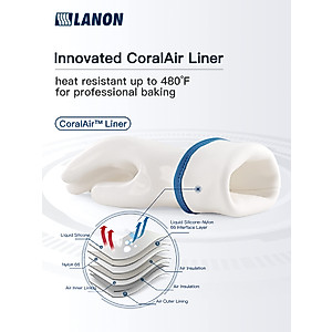 LANON Liquid Silicone Gloves, Heat Resistant Oven Gloves with Fingers, Food Grade, Waterproof, White, Medium