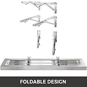 Happybuy Concession Shelf 48L x 12W Inch Stainless Steel Drop Down Folding Serving Food Shelf Stand Serving for Concession Trailer Serving Window