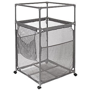 Pool Bins Rolling Pool Noodle Storage Organizer Bin, Standard Noodle Holder (25.4" W x 26" L x 40.5" H), Gray