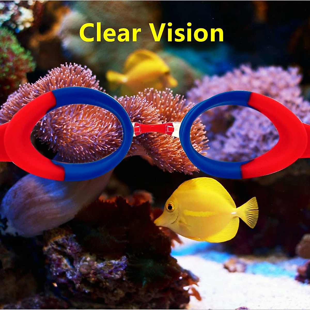 Hually Kids Swim Goggles, Leak Free Swimming Goggles for Children, Easy to Adjust, Anti-UV Anti-Fog Swim Glasses for Boys Girls Age 3-12 Perfect for Kids Swimming Lessons（2 Pack）