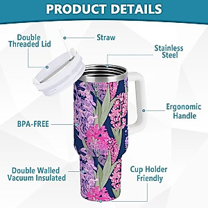 RPLIFE Floral Hyacinth Purple Tumbler, Stainless Steel Bottle, Insulated Tumbler, Tumbler for Men