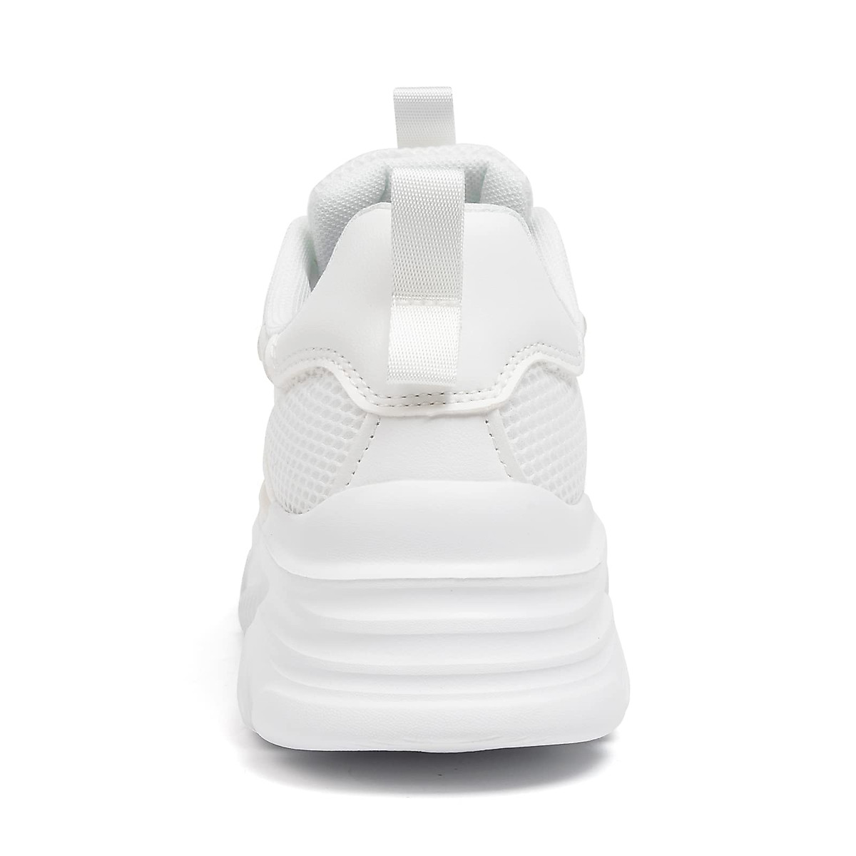 Niluber Women's Chunky Platform Sneakers-Slip On Breathable Running Shoes-Lightweight Glitter Rhinestone White Black Sneakers(White,6)