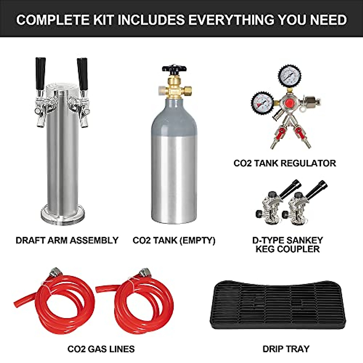 ICEJUNGLE Beer Tap Kegerator, Kegerators Beer Dispenser Beverage Beer Cooler Water Cooler Dispenser 5 Gallon, Full Size Keg,1/4 Keg,1/6 Keg