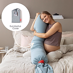 bbhugme Pregnancy Pillow Cover - Cotton Jersey Fabric - Fits Pregnancy Pillow for Side Sleeping - Cover Only, Pregnancy Pillow Sold Separately, Eucalyptus