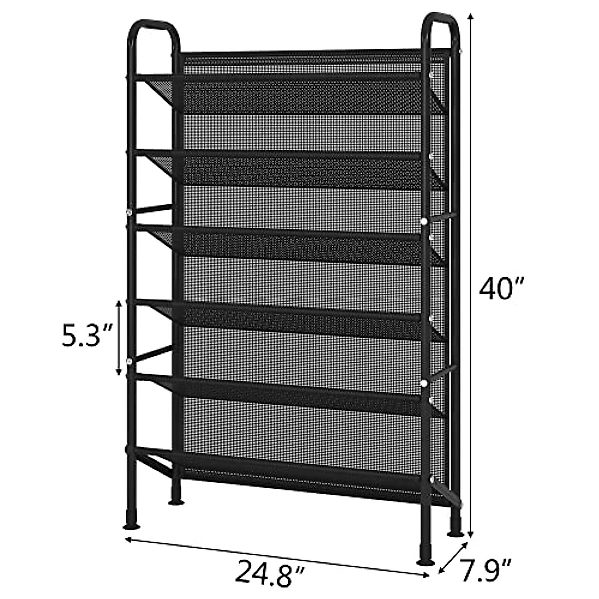 FKUO 6 Tier Shoe rack for closet Mesh fabric narrow Metal shoe racks, Space saving Small Shoe Storage Organizer Shelf for Entryway, Hallway, Dorm Room (Black, 6-Tier)