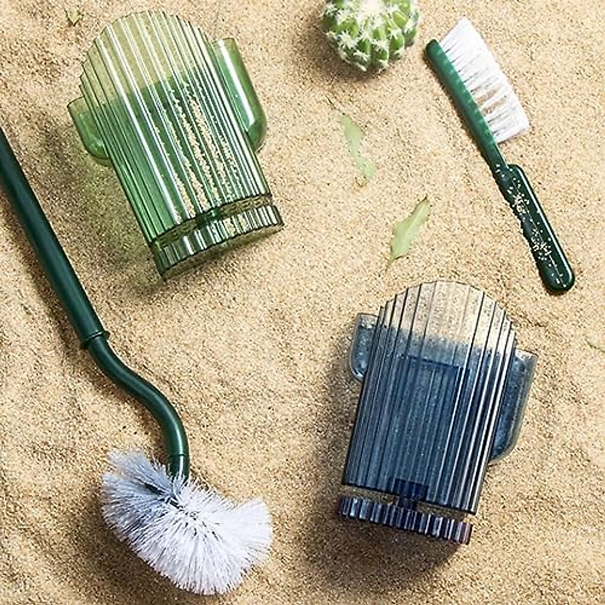 SAAKO 2 in 1 Toilet Bowl Brush Plastic Toilet Brush Creative Clear Holder Toilet Cleaner Brush Bathroom Decor Accessories