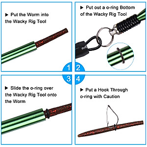 Wacky Rig Worm Hooks Fishing Tool Kit, 81PCS Fish Worm O Rings Set Weedless Hook for Largemouth and Smallmouth Bass Fishing