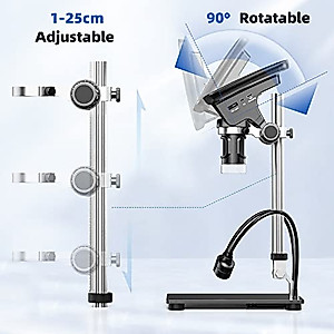 TOMLOV DM03 7" HDMI LCD Digital Microscope 1200X [Larger View & Larger Workspace] 1080P HD Screen Coin Microscope for Adult/Kids USB Soldering Microscope with Light Compatible with TV/Windows/MacOS