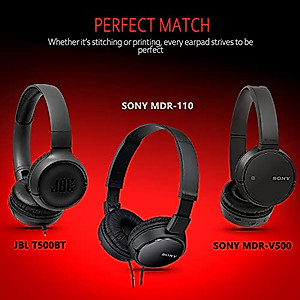 Universal Replacement Ear Pads for Sony MDR-ZX110/MDR-ZX330BT/V150/WH-CH500; JBL Tune 600bt/T500BT/T450BT &Many Other 70MM Round On-Ear Headphones(List Inside), by Krone Kalpasmos-Thicker Black