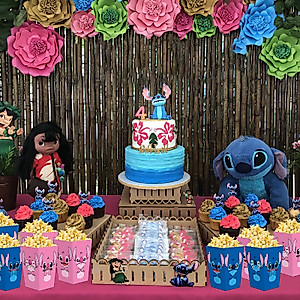 KULINAN 24 PCS Stitch Birthday Party Popcorn Boxes, Stitch Paper Party Favor Boxes Candy Cookie Party Gift Boxes for Kids Birthday Party Supplies