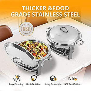 ROVSUN 5 Qt 2 Pack Chafing Dish Buffet Set,Stainless Steel Round Chafers for Catering, Buffet Servers and Warmers Set with Lid Holder & Drip Tray for Wedding Party Banquet Graduation