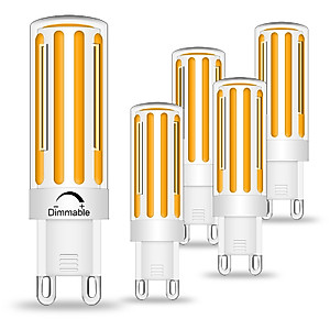 LFLAMPON G9 LED Bulb Dimmable 8W, 60-80 Watt T4 G9 Halogen Equivalent, 2700K Soft Warm White, Ceramic G9 Bi Pin Base, 120V 800LM for Chandelier Ceiling Pendant Lighting(5 PCS)