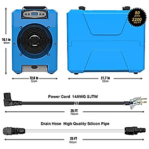 Mounto 150pints Commercial LGR Dehumidifier - Compact Design,Panasonic Compressor, Built-in Pump,ETL Certificated