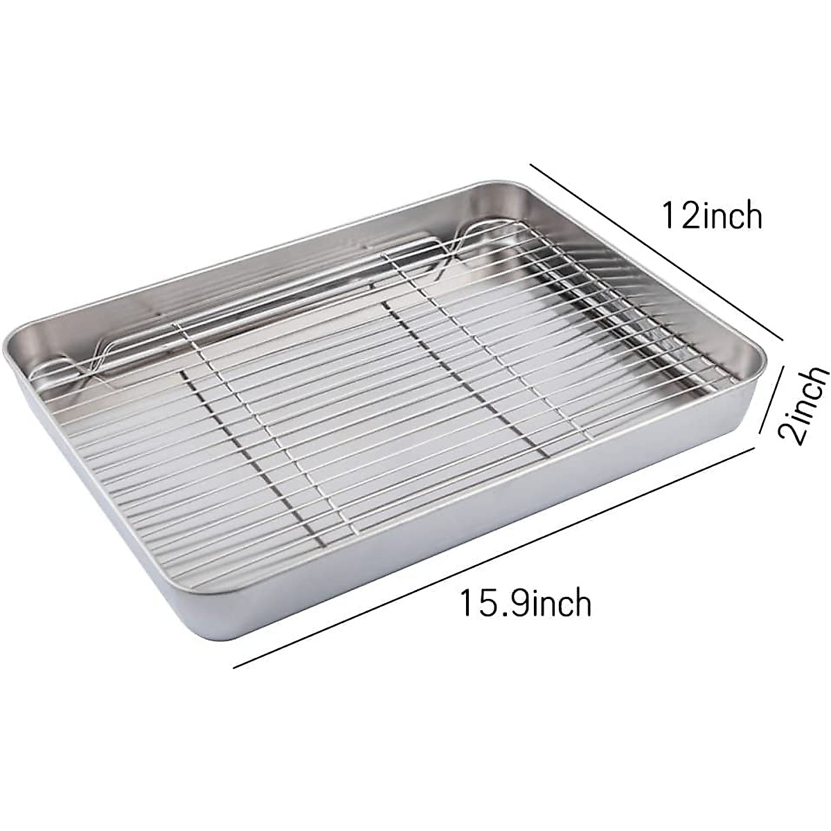 Stainless Steel Baking Sheet With Rack,Cookie Sheets and Non-stick Cooling Rack,Food Grade Material Baking Pan Tray For Oven,Extra Rectangle Size Baking sheet,Warp Resistant&Heavy Duty&Non Toxic (XL)