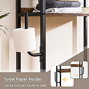 Becko US Over The Toilet Storage Rack with Cabinet, 4-Tier Freestanding Bathroom Storage Organizer Shelf with Toilet Paper Holder