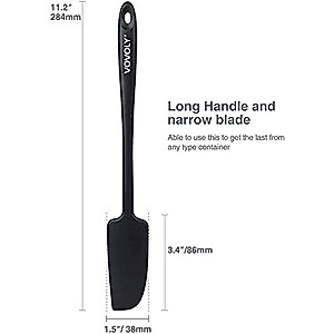 Silicone Jar Spatula, Small Rubber Scraper, Spatulas Silicone Heat Resistant, Seamless,Non StIck Cookware 11.2 Inch, Black.