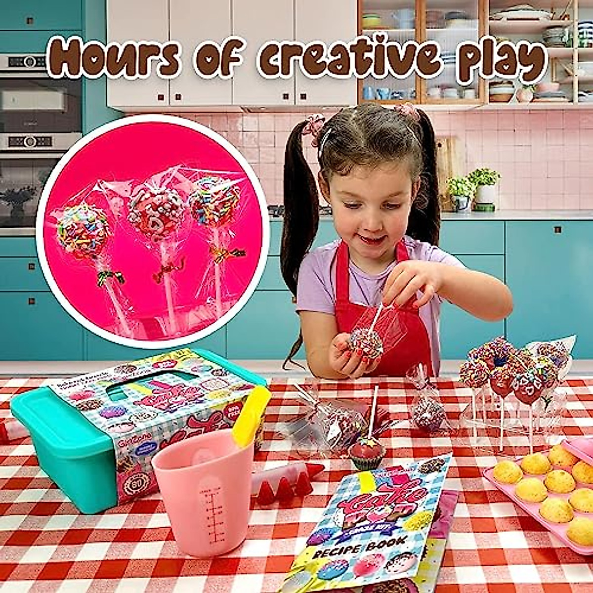 GirlZone Cake Pop Craze Kit, Kids Baking Set for Kids Ages 10-12 with Cake Pop Mold, Cake Pop Kit Stand, Cake Pop Gift Bags and Decorating Pen, Awesome Baking Gifts for Kids and Cakepops Molds Set