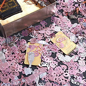 Thinp 3000 Pcs Birthday Confetti, Number 60 Happy Birthday Table Confetti Birthday Cake Confetti Pink Birthday Confetti Table Scatter Decorations for Birthday Wedding Anniversary Party Supplies (50)