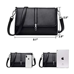 Small Shoulder Bag with 2 Removable Straps Leather Crossbody Clutch Purse Tote Handbag for Women Brown