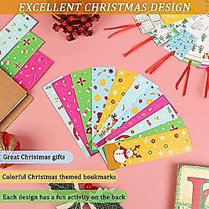 72 PCS Christmas Holiday Bookmarks Christmas Bookmarks Bookmarks for Students Xmas Bookmarks with Santa Snowman Reindeer Christmas Tree Design Christmas Bookmarks for Kids