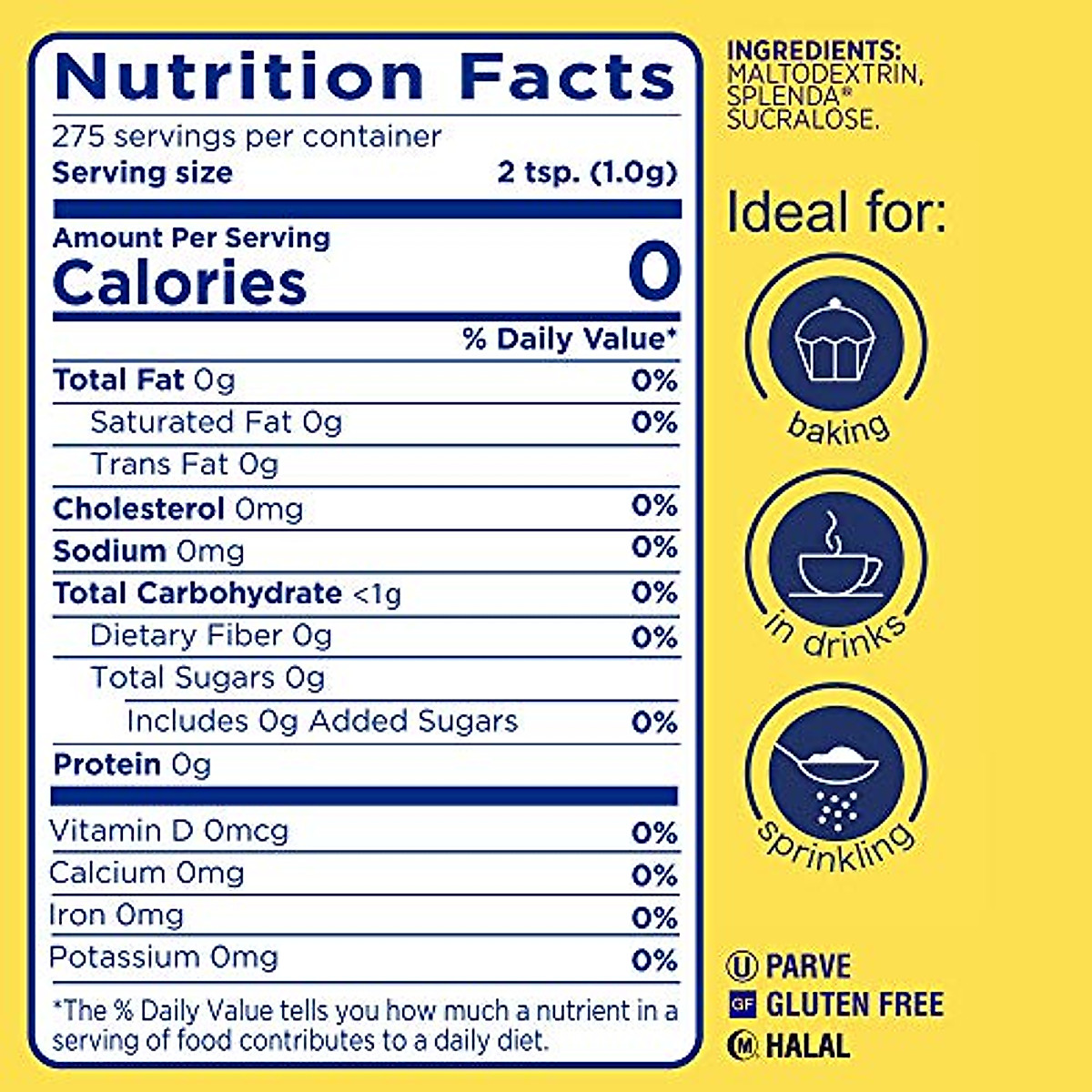 Splenda, No Calorie Sweetener Granular, 9.7 oz