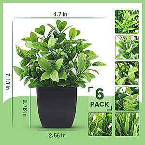 Der Rose 6 Pack Small Fake Plants Artificial Potted Faux Plants in Pot for Home Office Farmhouse Bathroom Shelf Decor Indoor