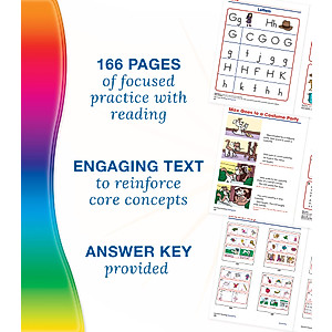 Spectrum Reading Comprehension Kindergarten Workbook, Ages 5 to 6, Kindergarten Reading Comprehension, Letters and Sounds, Word Recognition, Sight Word Activities, and Phonics - 166 Pages