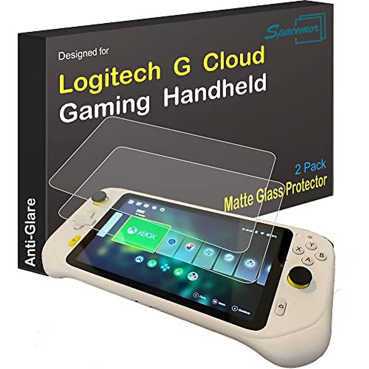 spacemor Matte Tempered Glass Compatible with Logitech G Cloud Anti Glare Screen Protector 2 Pack Designed for G Cloud Gaming Handheld Console Anti Reflection Screen Guard