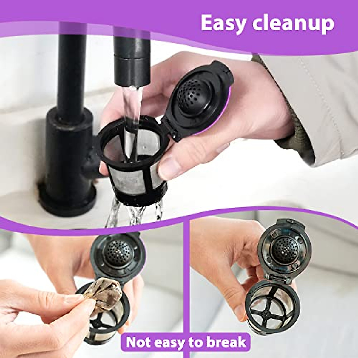 Podmate Reusable K Cup Coffee Pods with Disposable Coffee filters Fit for Keurig, 2 Pack Refillable k cups+100 Counts Single Serve Coffee Filters for K cup