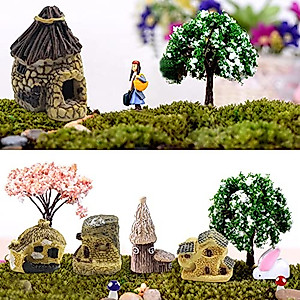 Fairy Garden Accessories, 12Pcs Fairy Garden Kit, Outdoor Miniature Garden House Bridge Pond, Garden Ornament Figurines Supplies for DIY Craft Landscape Yard Bonsai Decoration (12)