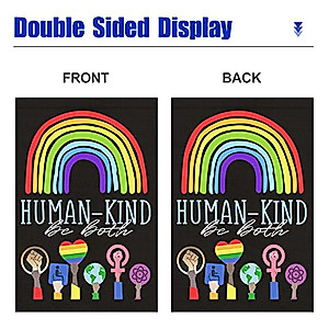 Swooflia Human Kind Be Both Garden Flag Black Lives Matter LGBT Small Yard Flag for Outside Decor Burlap Garden Sign 12x18 Inch Double Sided HYQ-261