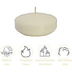 CandleNScent Unscented Floating Candles | Large 3 Inch - Fits in 3 Inch Vase and Above | Ivory| Floats On Water | Pack of 12