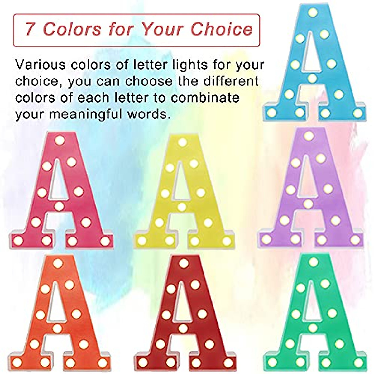 Pooqla LED Marquee Letter Lights, Light Up Alphabet Marquee Letters Sign for Night Light Birthday Wedding Party Christmas Lamp Home Bar Decoration, Purple Letter A
