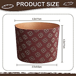 Nuanchu 12 Pieces Panettone Paper Mold Easter Bread Paper Mold Round Brown Panettone Pan Baking Cups Easter Bread Forms for Muffin Cake Bread Loaf, 4.92 x 3.54 Inch(Brown, Flower)