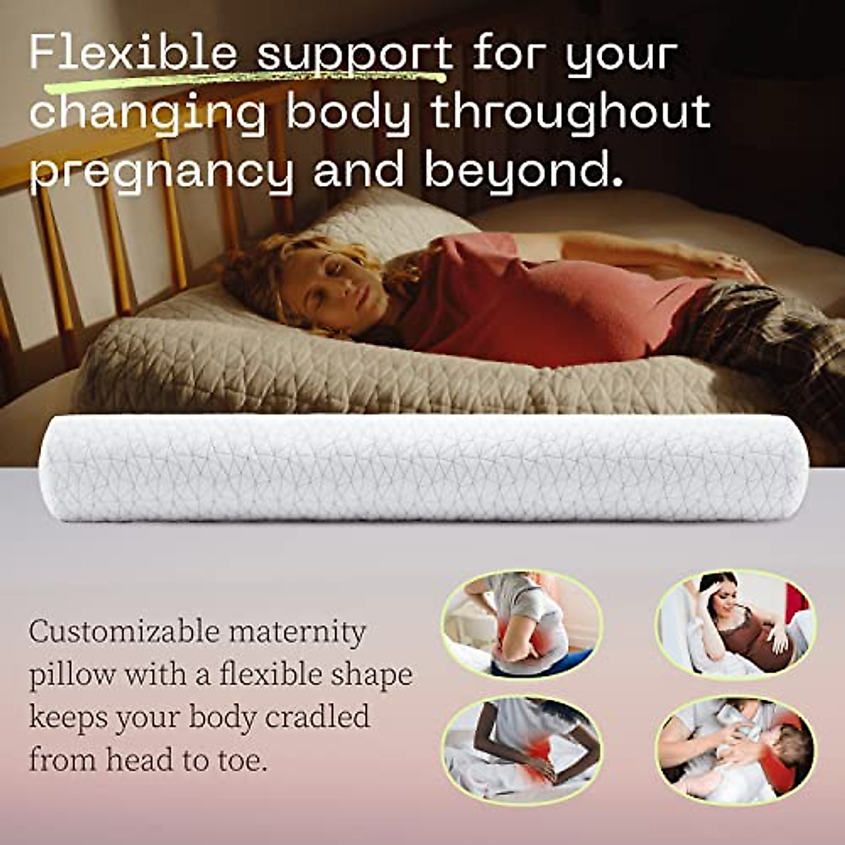 Coop Home Goods Maternity Pillow - Memory Foam Body Pillow for Pregnancy, Original Pregnancy Pillow, Side Sleeper Body Pillow, Full Body Pillow for Sleeping, Pregnancy Pillows for Sleeping (White)