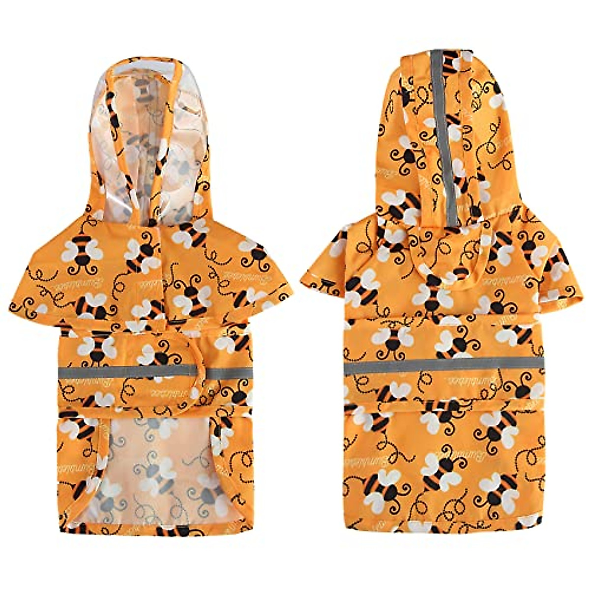 KTHZI Dog Raincoat Adjustable Pet Waterproof and Windproof Clothes Lightweight Rain Jacket Poncho for Hoodies with Strip Reflective(Bee,Medium，Y44)